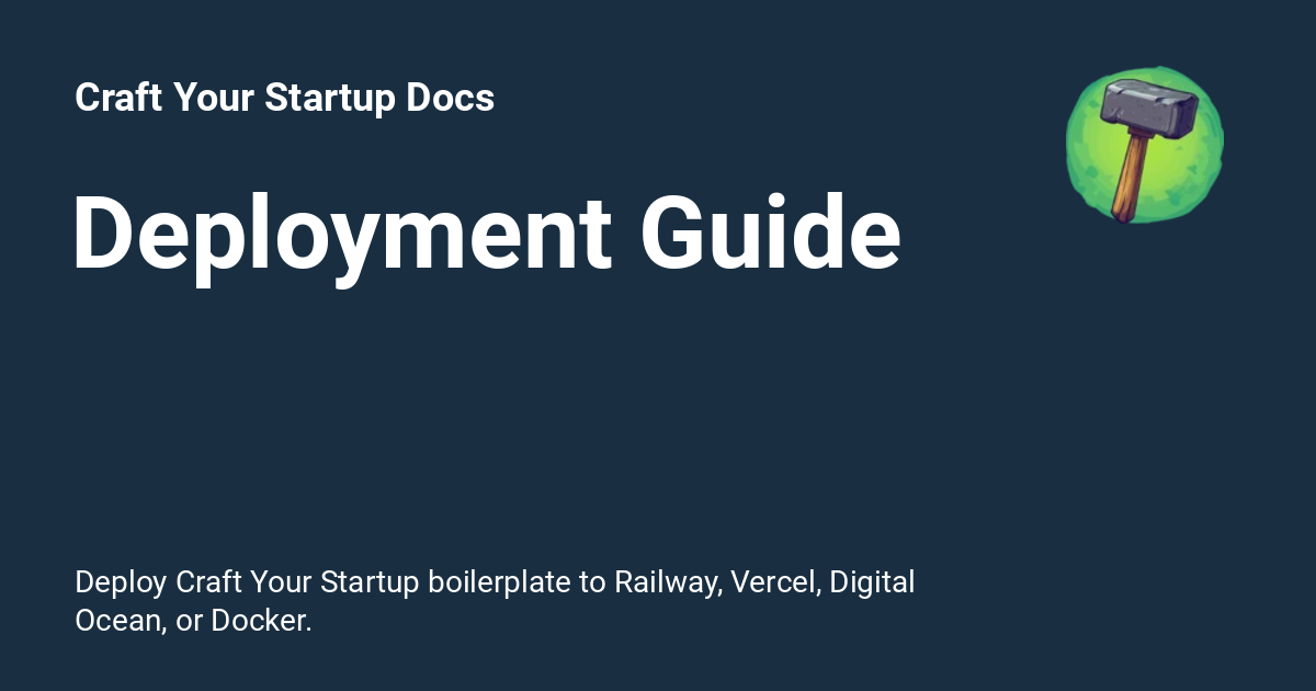 Deployment Guide - Craft Your Startup Boilerplate - CYS Docs