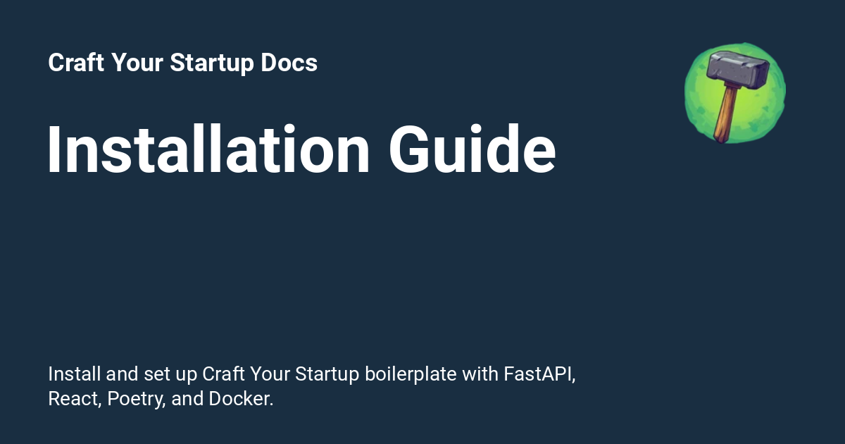 Installation Guide - Craft Your Startup Boilerplate - CYS Docs