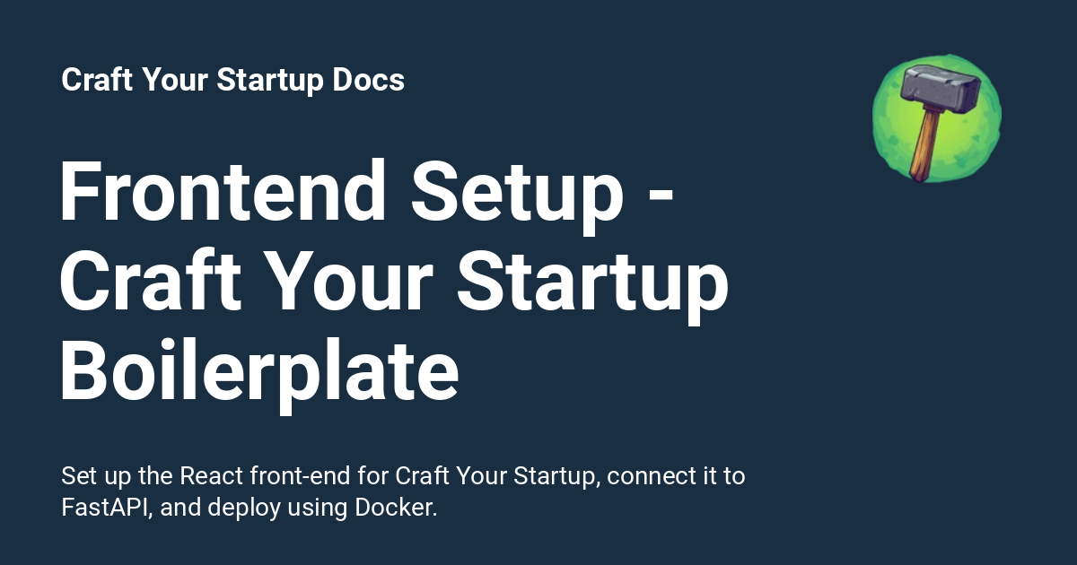 Frontend Setup - Craft Your Startup Boilerplate - Craft Your Startup Docs